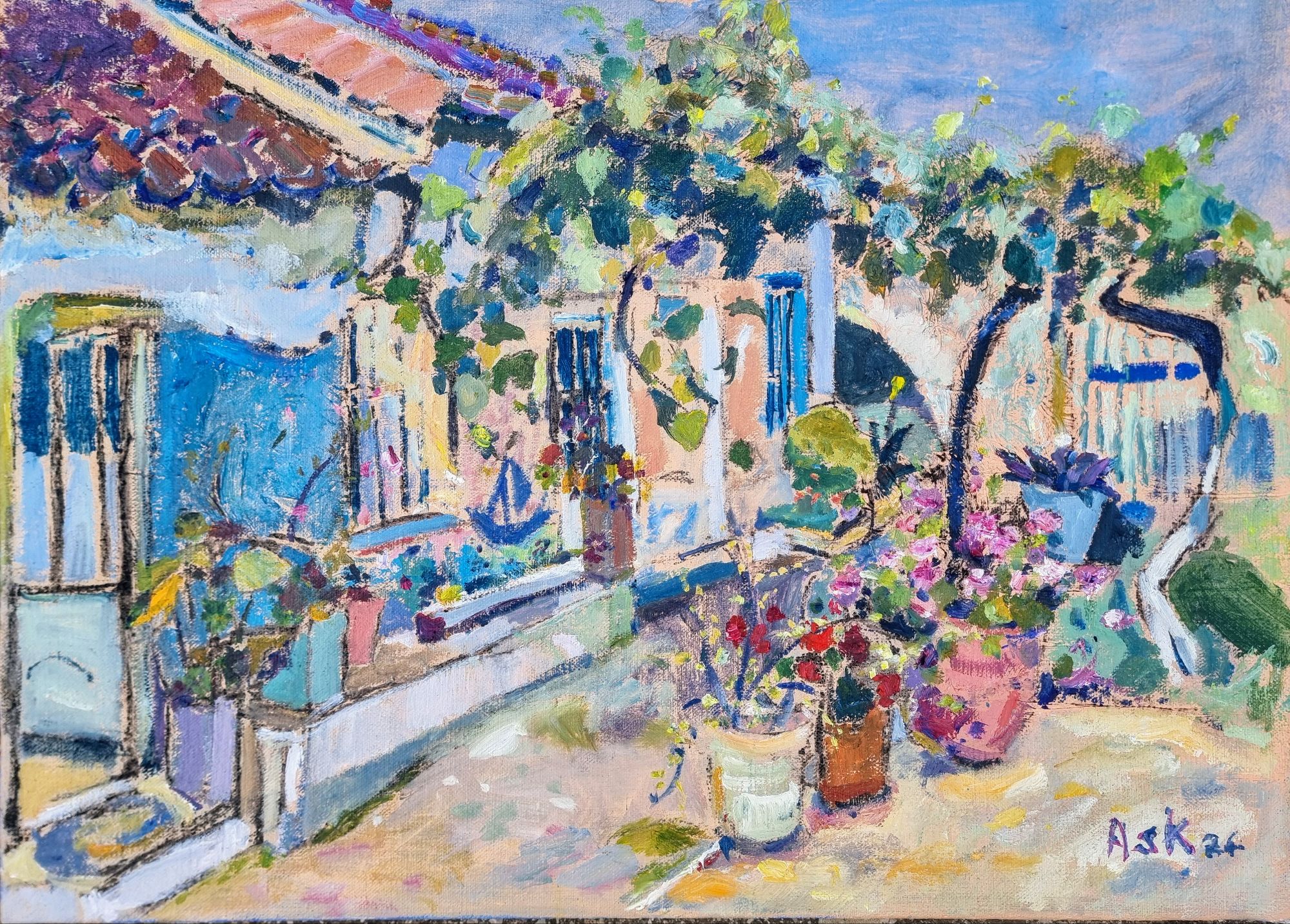 Traditional Greek Oil Painting by Elaine Ask – Ask – Artist